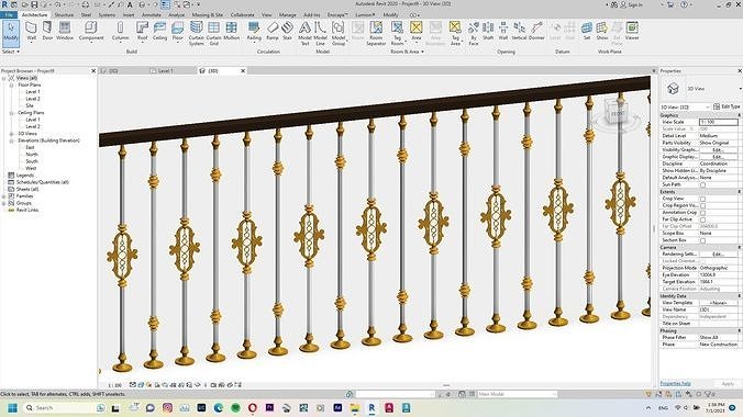 Classic Railing Revit Family type 008 3D model | CGTrader