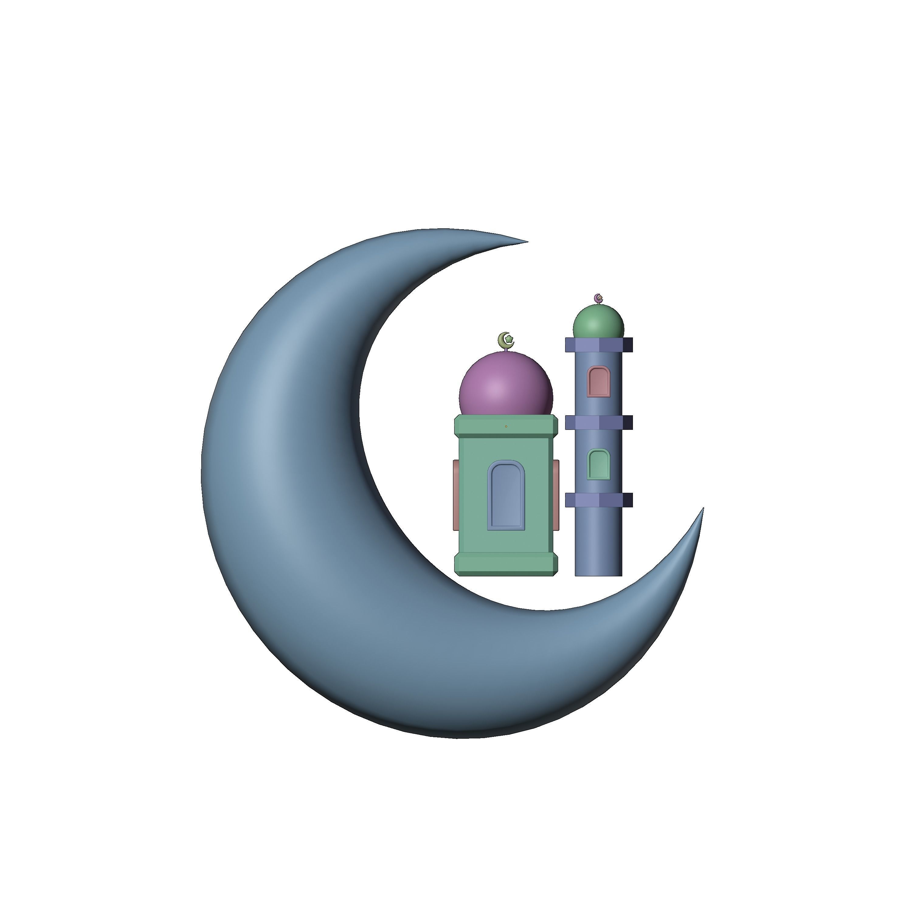 Crescent Moon and mosque doom 3D model | CGTrader