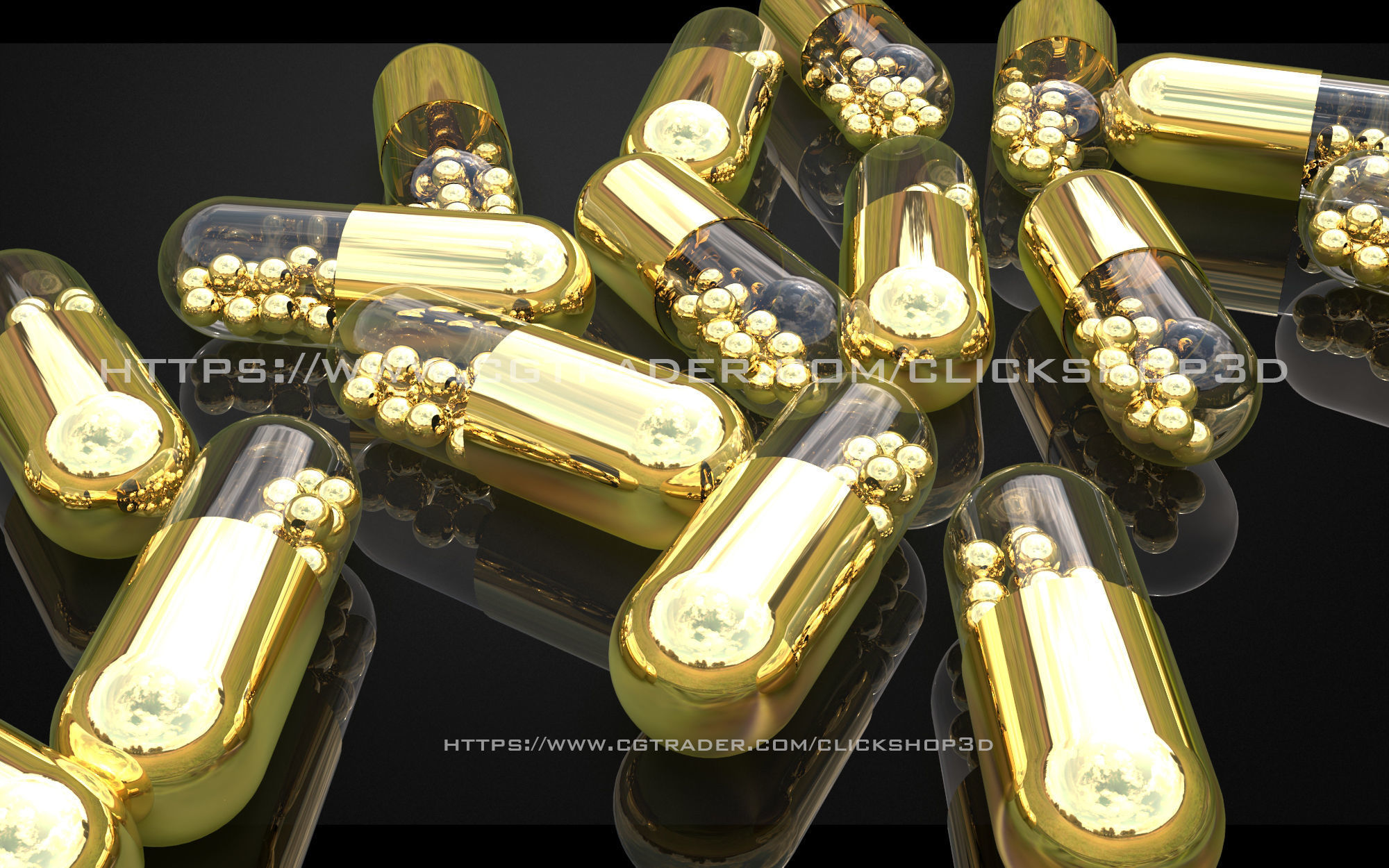 Golden capsules 3D model | CGTrader