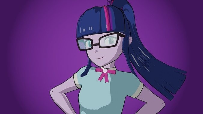 Twilight Sparkle EqG Cel-Shaded free 3D model rigged | CGTrader