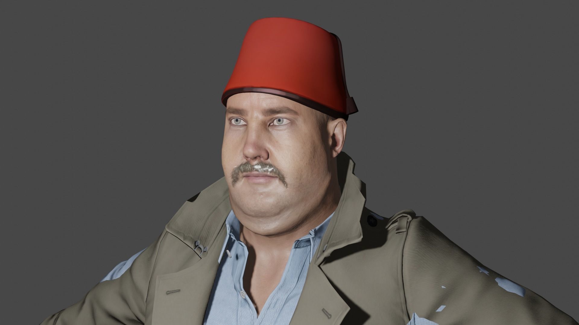 3D model Murat - Fat Turkish Character Model with Fez Hat and Moustache ...
