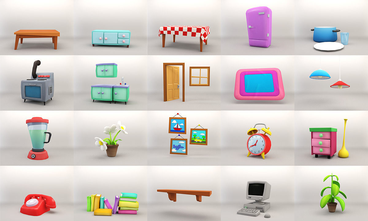 3D model Cartoon Furniture Package 2 VR / AR / low-poly | CGTrader
