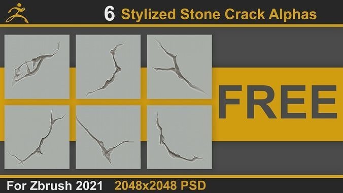 Stylized Stone Crack Alphas free 3D model | CGTrader