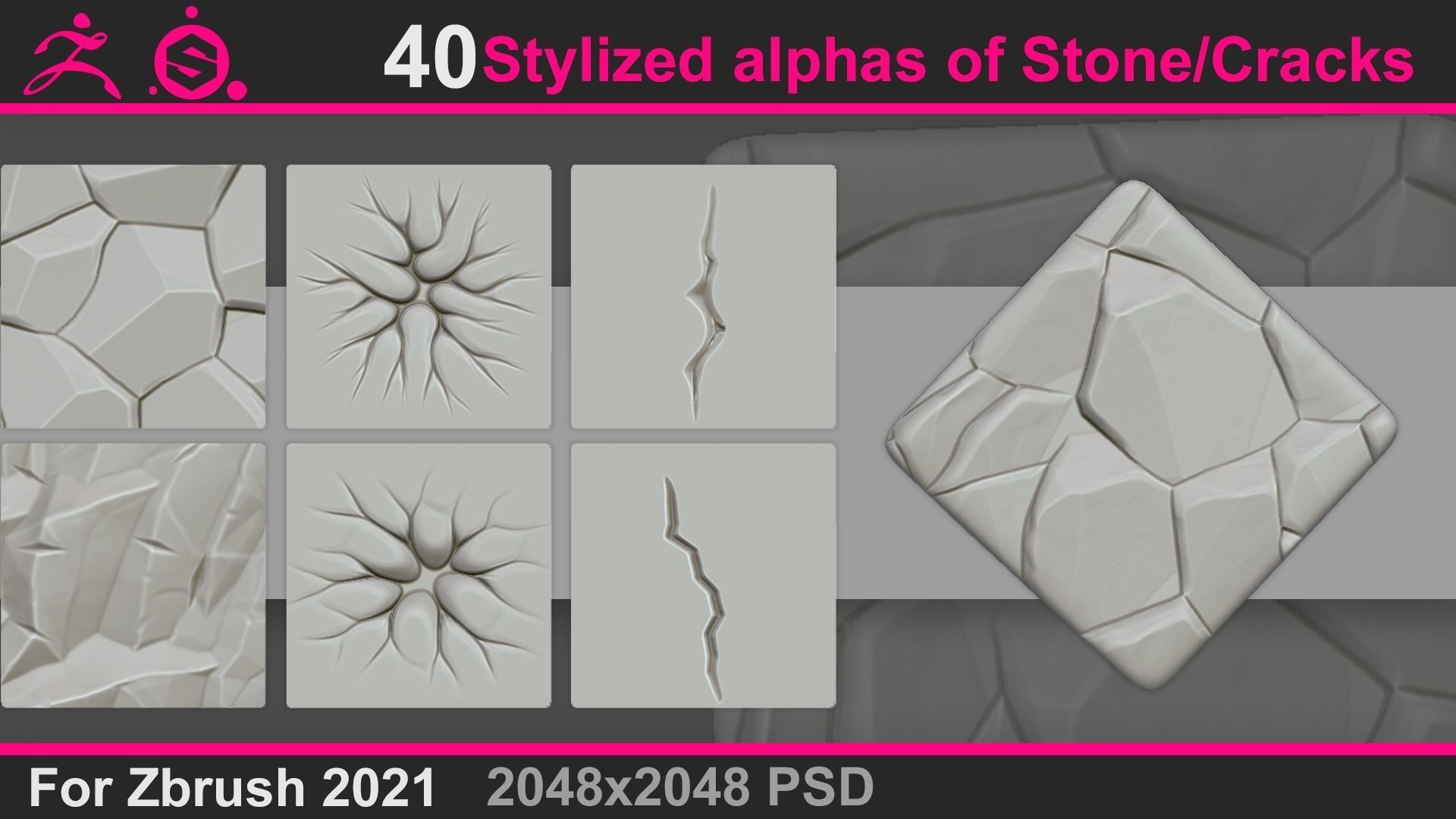 Stylized alphas of Stone Cracks Texture | CGTrader