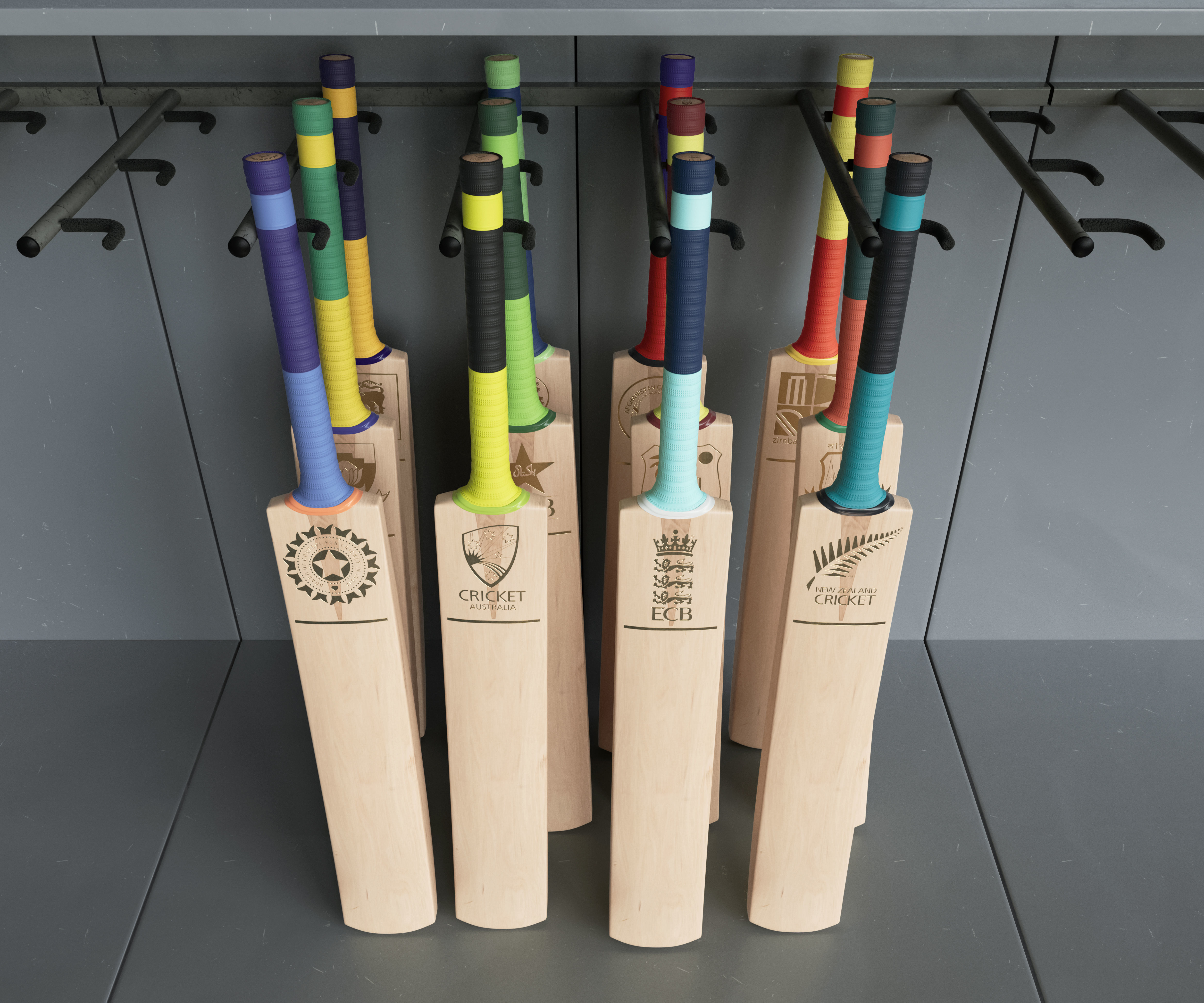 Icc Cricket Bad Branded Bat Display Rack 3D model | CGTrader