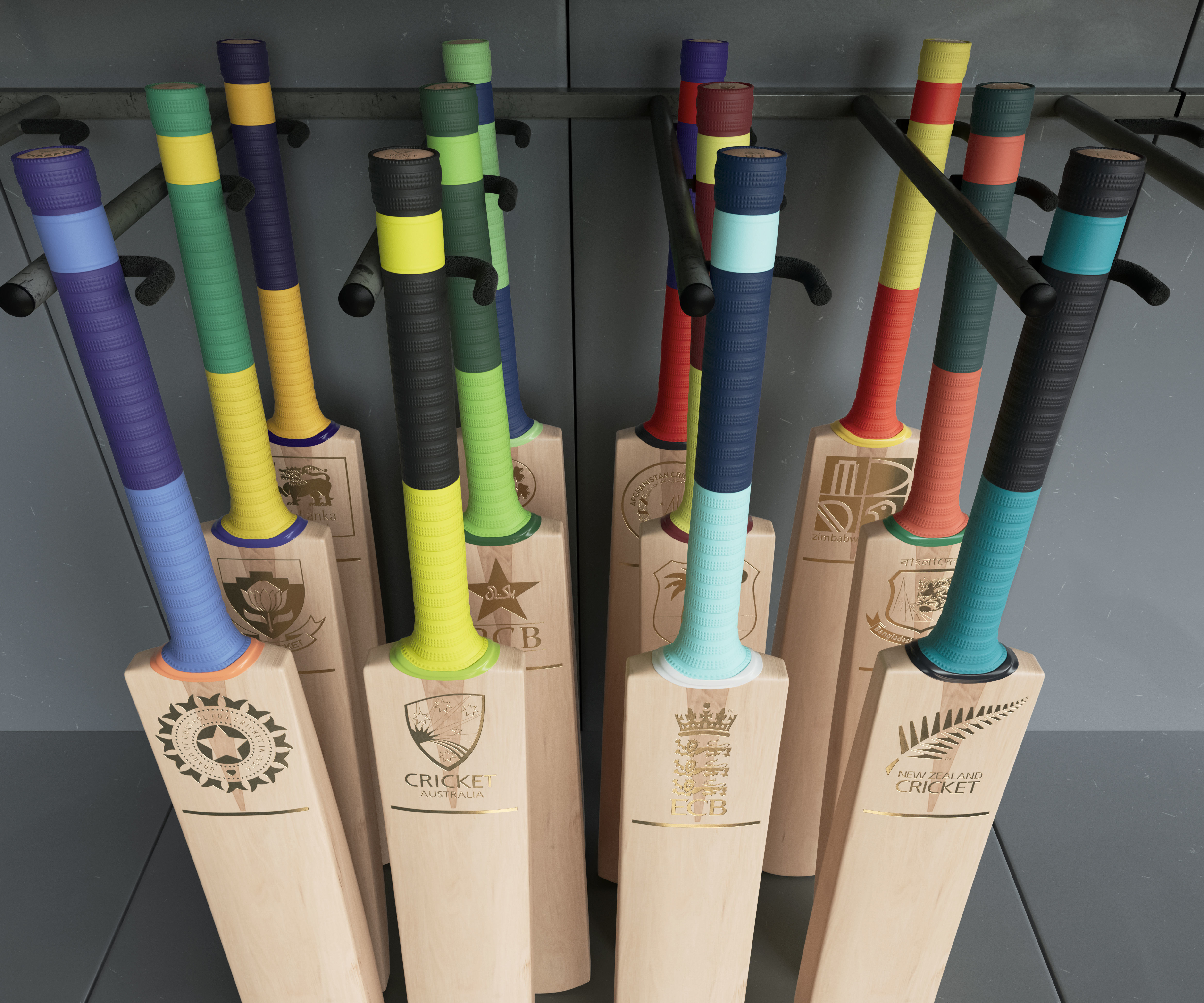 Icc Cricket Bad Branded Bat Display Rack 3D model | CGTrader