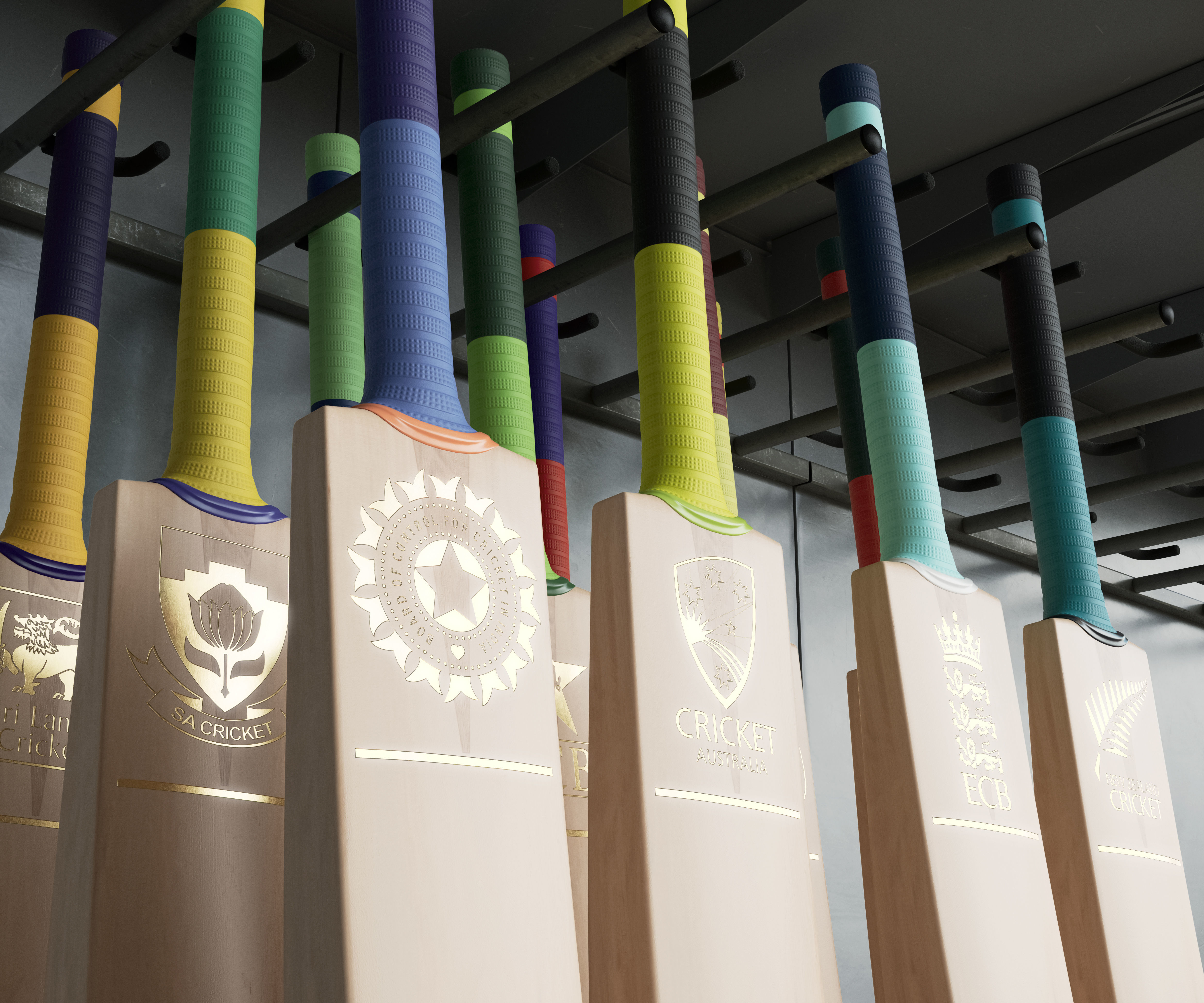 Icc Cricket Bad Branded Bat Display Rack 3D model | CGTrader