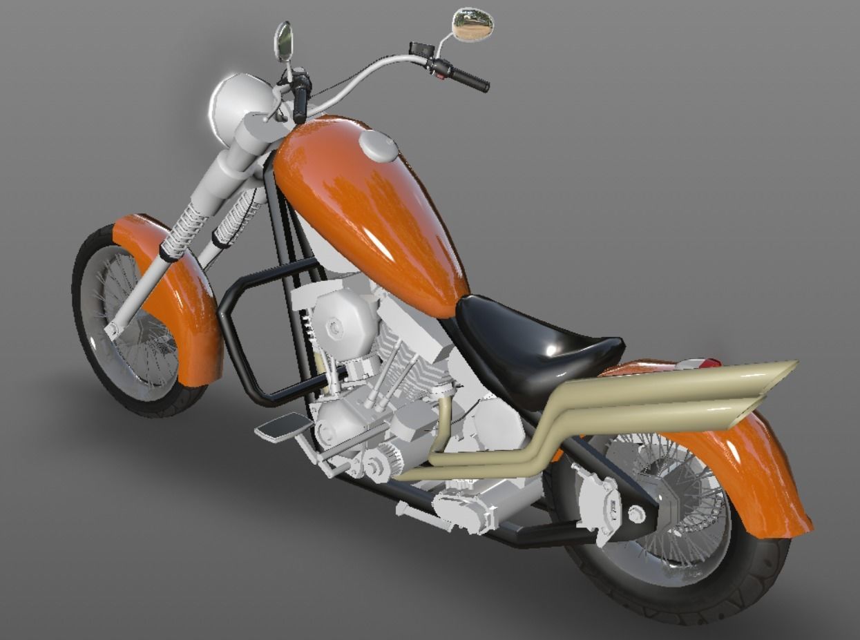 3D model Harley Davidson Chopper Sports Bike 3D Model Game Ready Asset ...