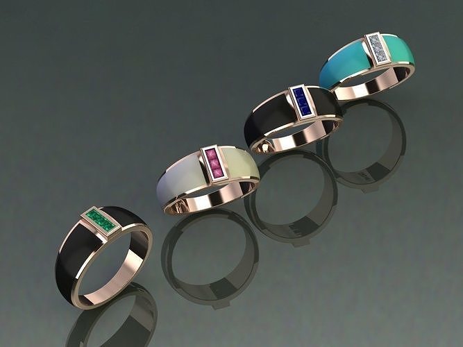 Enamel Gold Ring 3D model 3D printable | CGTrader