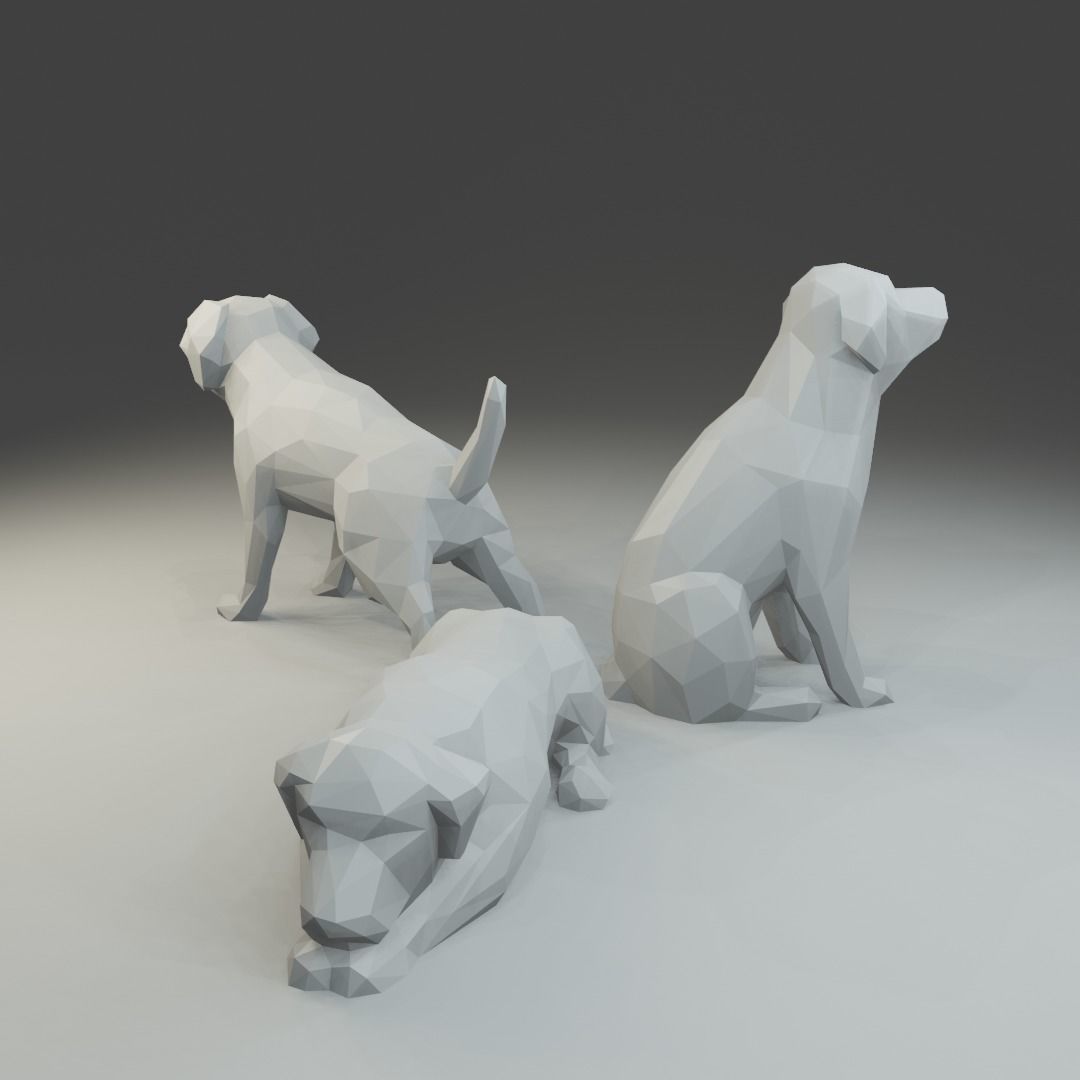 Low polygon labrador 3D print model in three poses free 3D model 3D ...