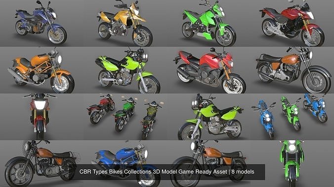 CBR Types Bikes Collections 3D Model Game Ready Asset VR / AR / low ...