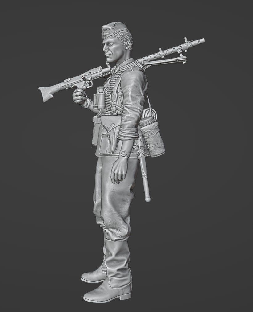 ww2 ger MG 34 gunner stand 1-35 3D model 3D printable | CGTrader