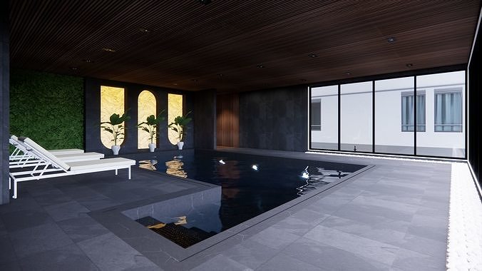INDOOR POOL 3D model rigged | CGTrader