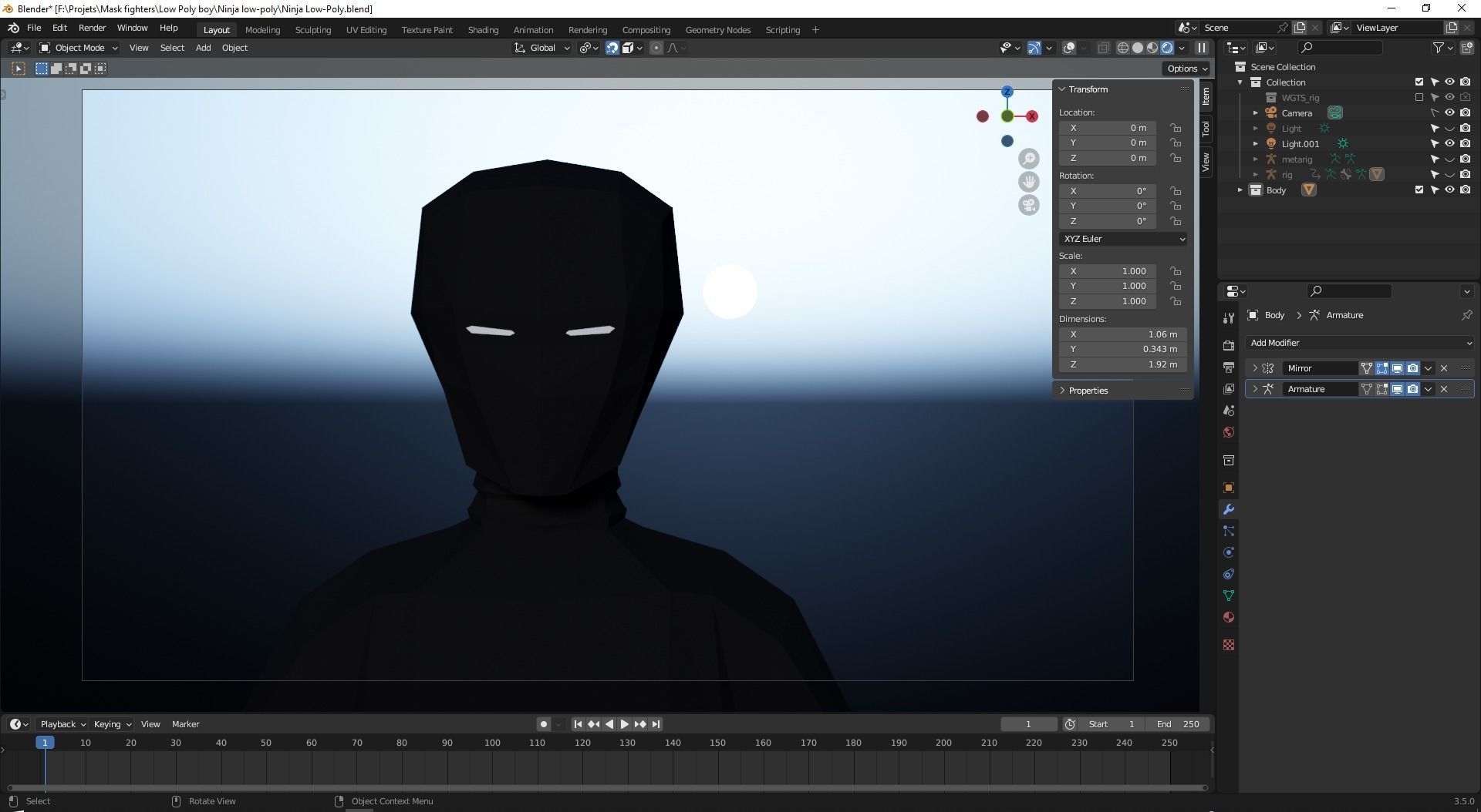 Ninja Low poly by George Keita free VR / AR / low-poly 3D model rigged ...