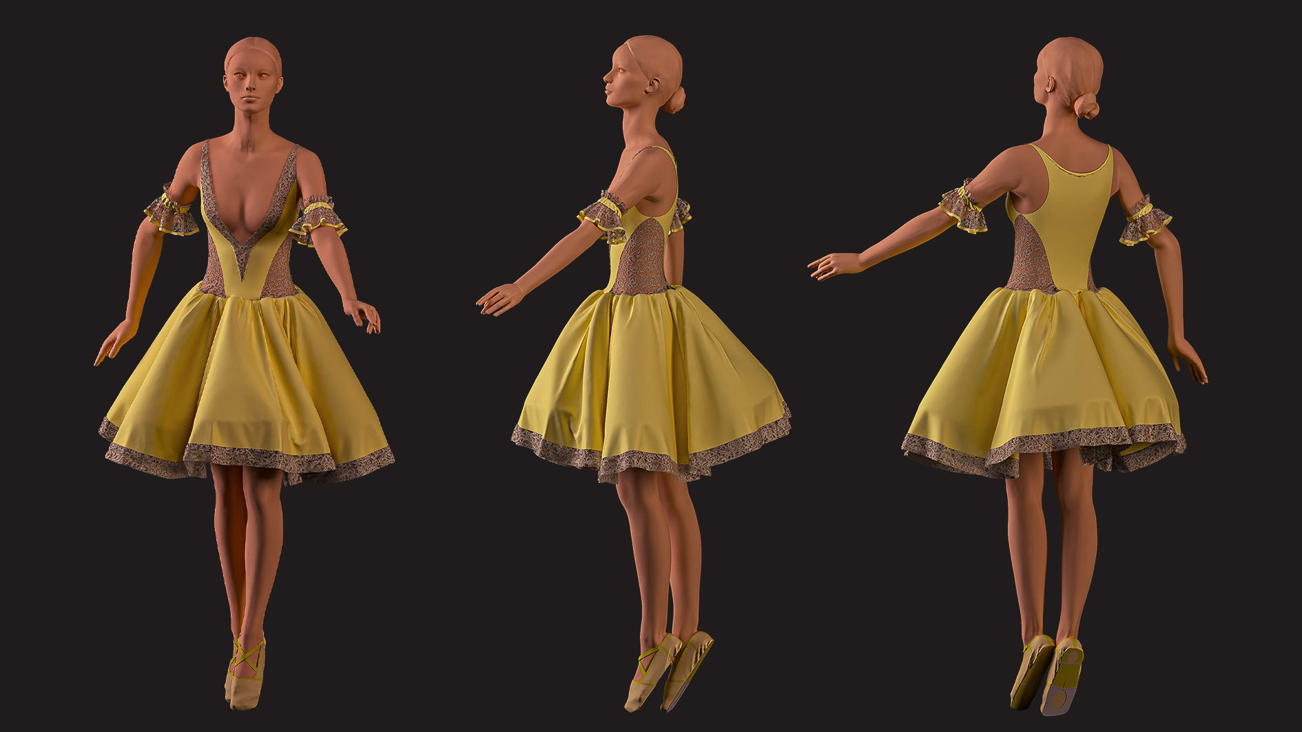 Ballet dress and shoes 3D model | CGTrader