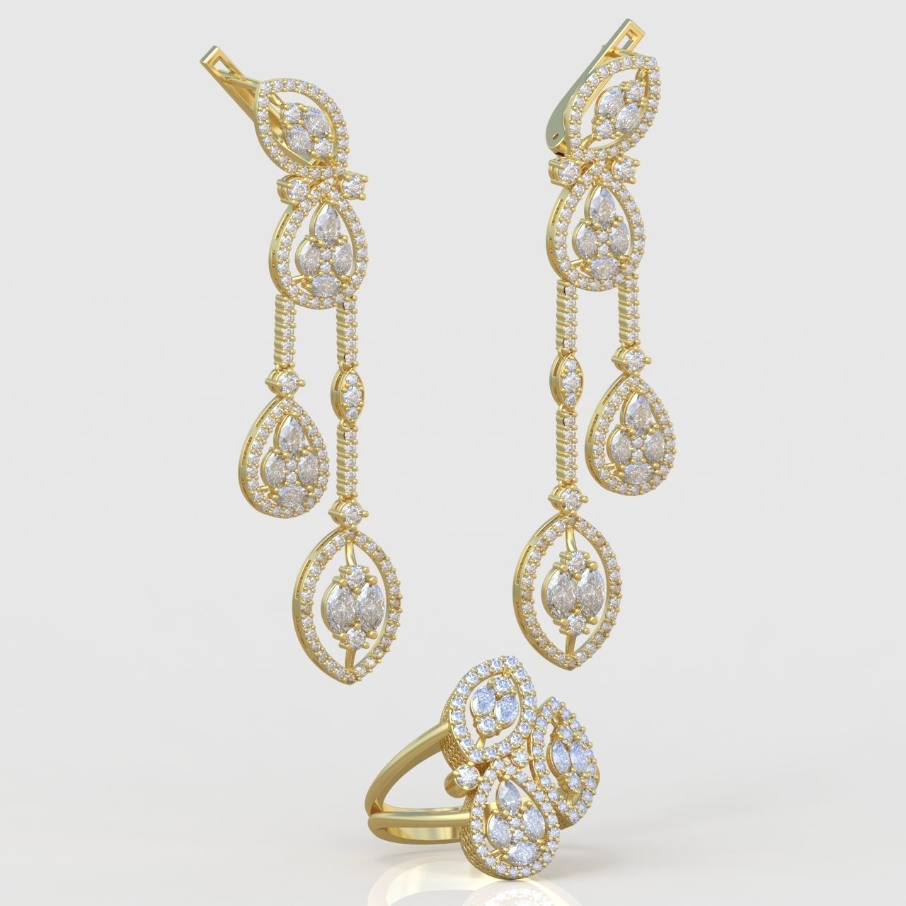 Ring and Earring Set 3D printable model 0079 3D Model Collection | CGTrader