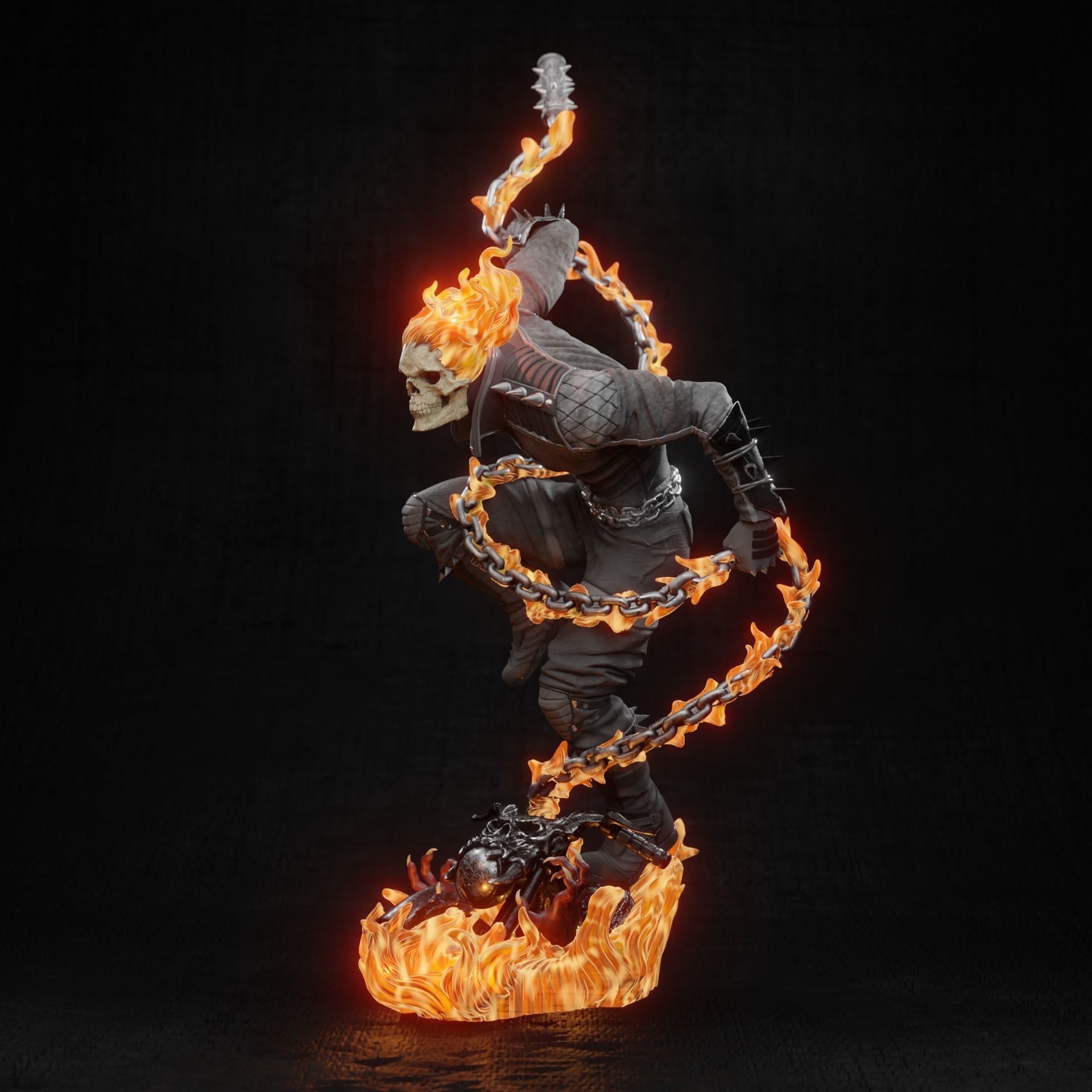 Ghost rider statue 3D model 3D printable | CGTrader