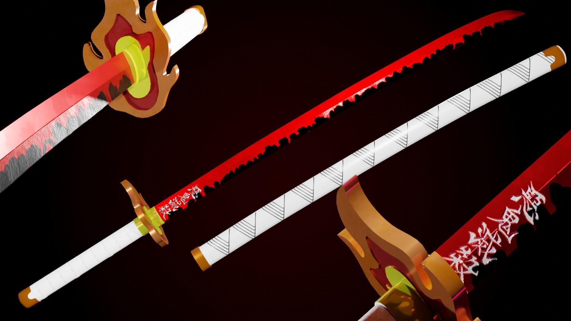 3D model Kyojuro Rengoku Red-Orange Sword VR / AR / low-poly | CGTrader