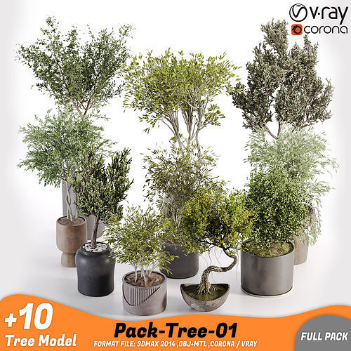 3D model pack tree 01 VR / AR / low-poly | CGTrader