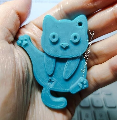 Hoba cat Keychain 3D model 3D printable | CGTrader
