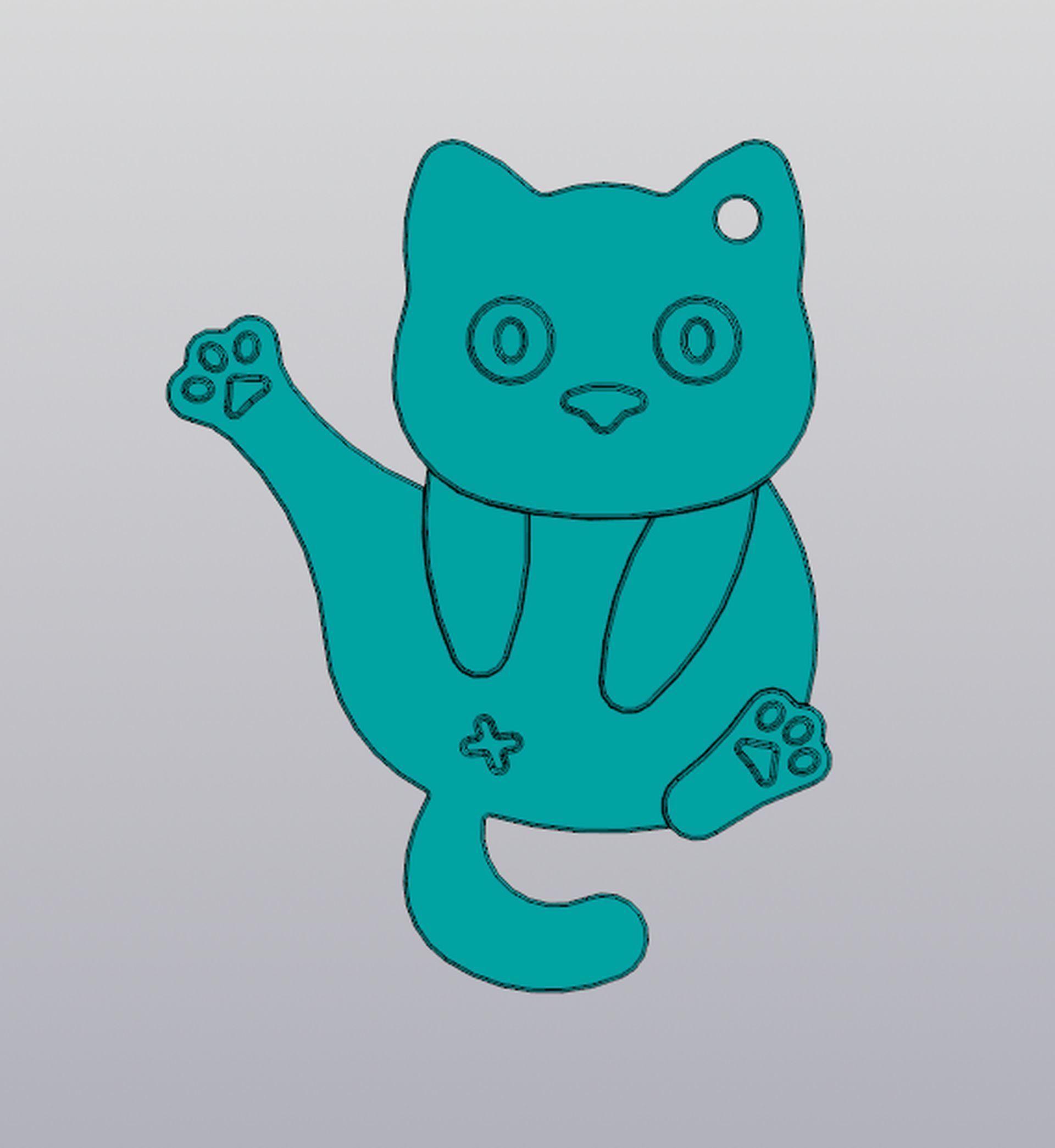 Hoba cat Keychain 3D model 3D printable | CGTrader