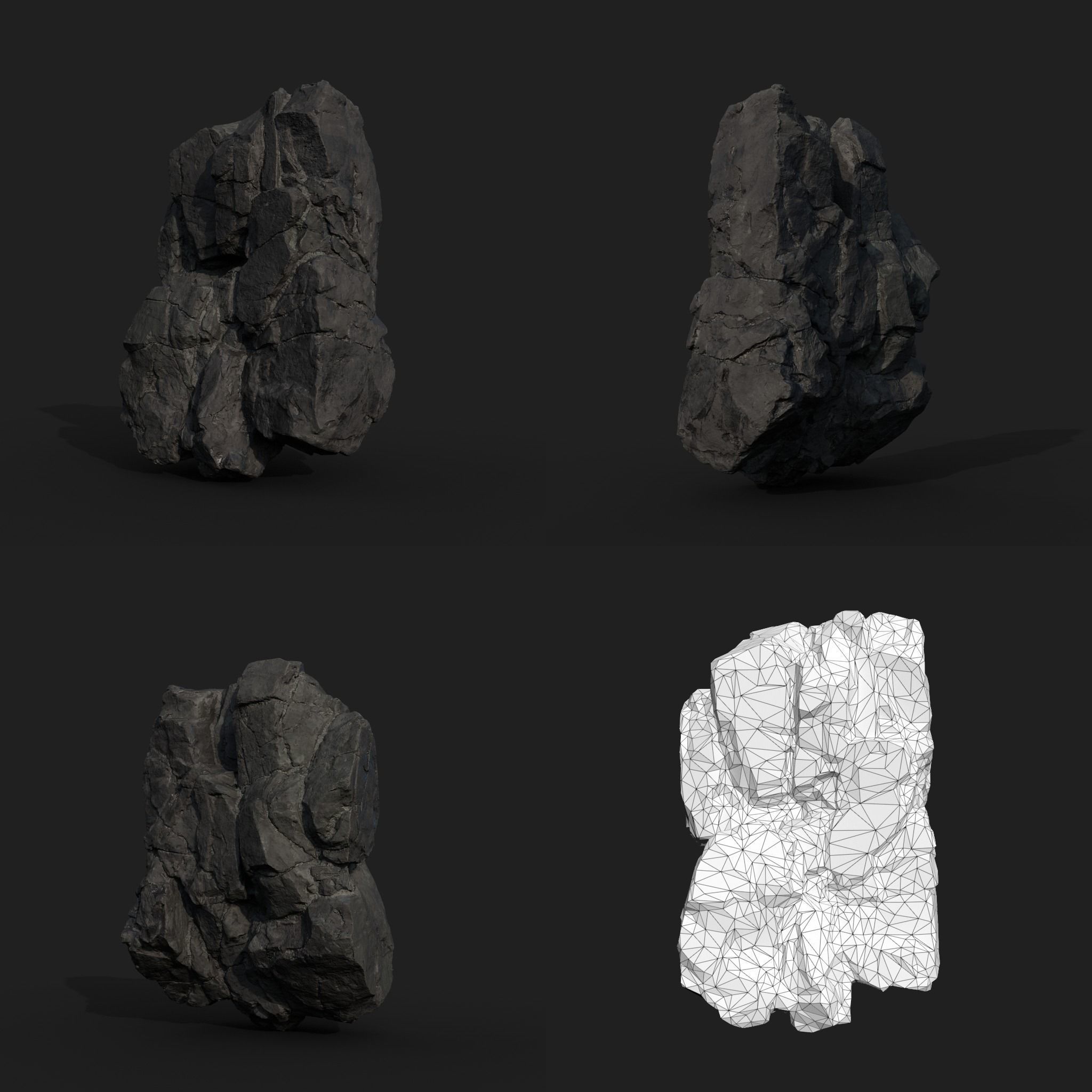 3D model Low poly Black Modular Rock 230702 VR / AR / low-poly | CGTrader