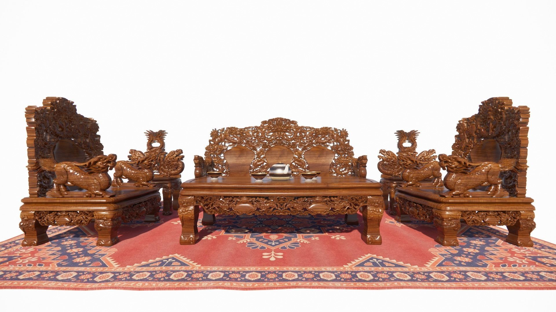 3D model Classic China Dragon Sofa VR / AR / low-poly | CGTrader