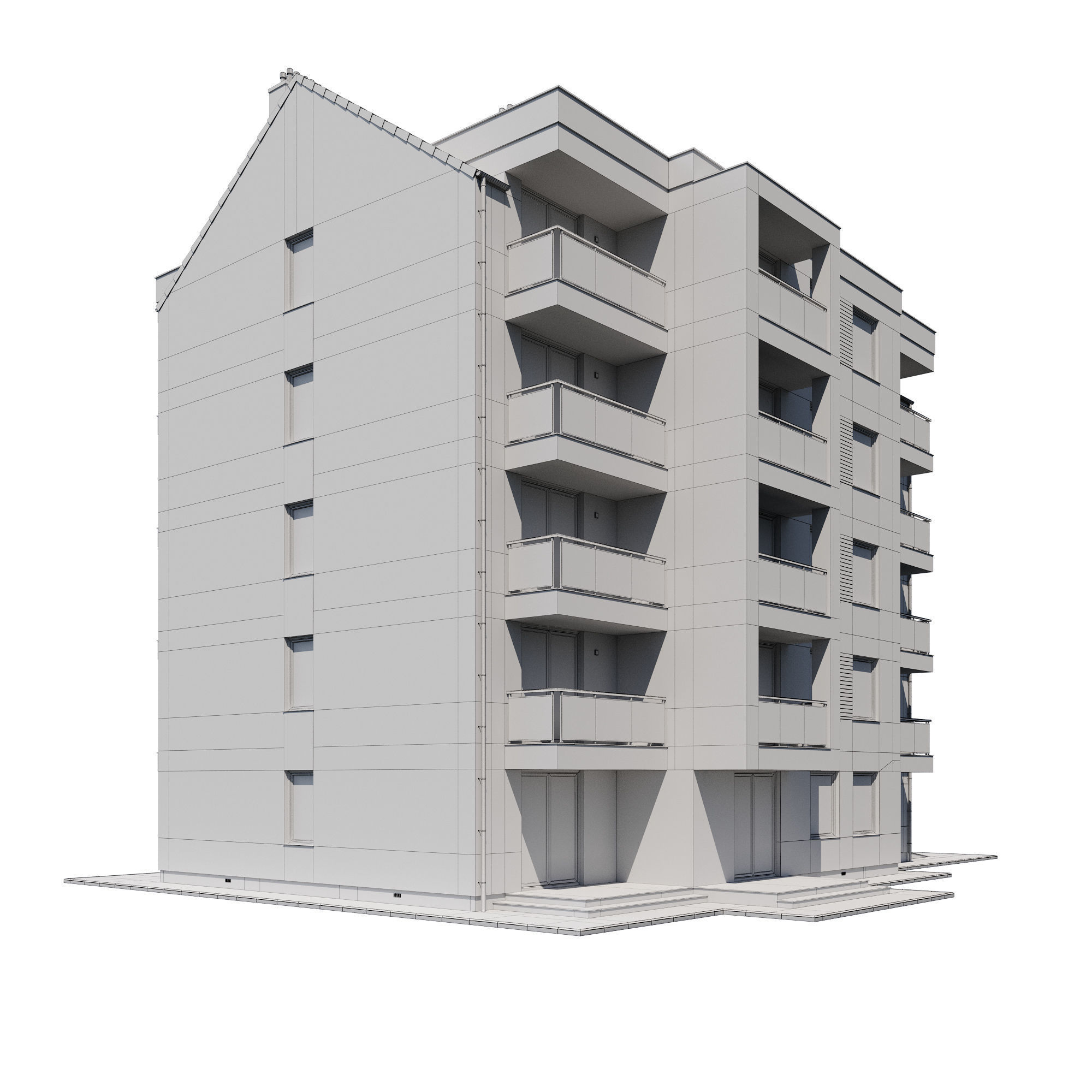 Residential building V1 3D model | CGTrader