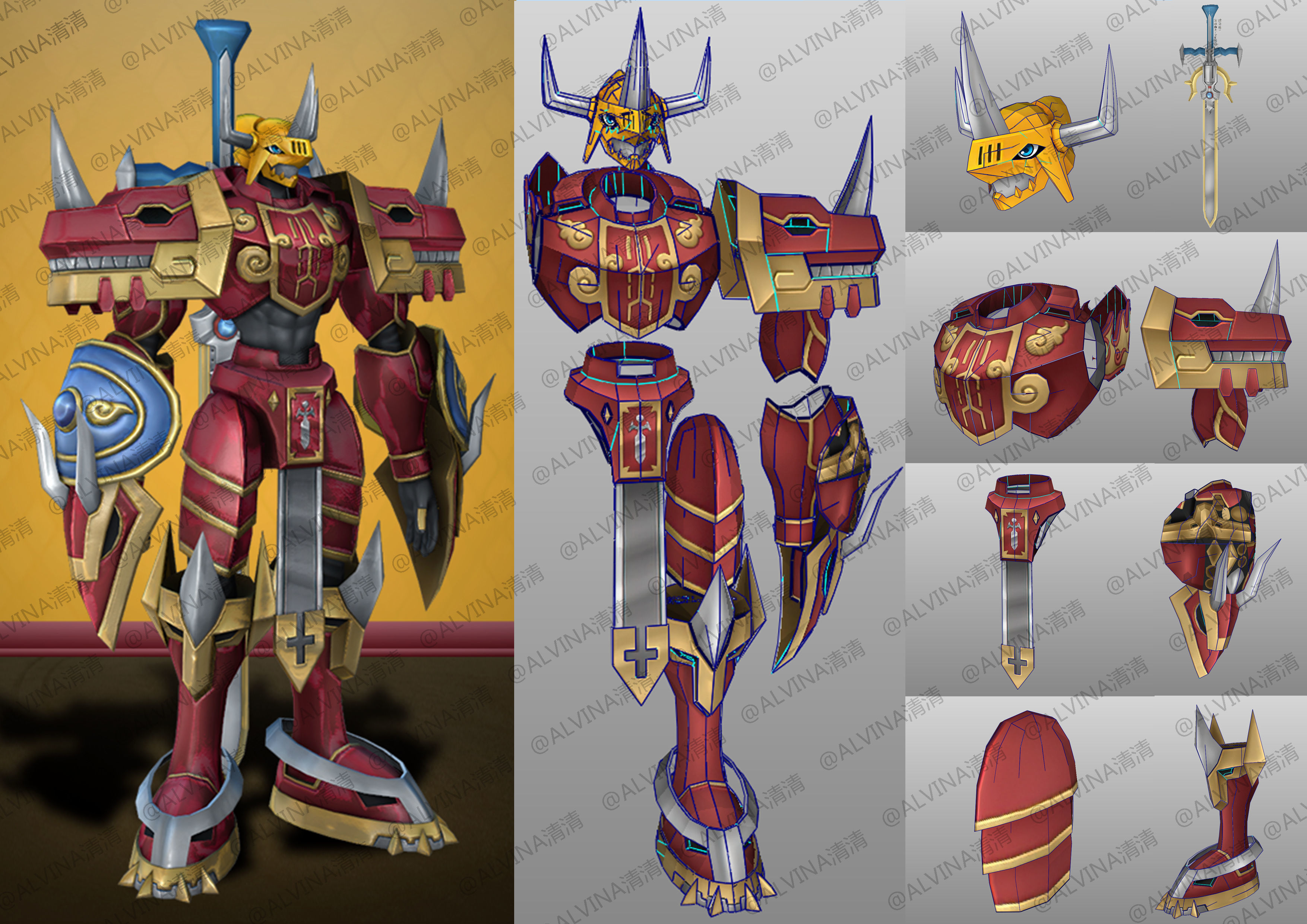 3D model Emperor Kaiser Greymon- Cosplay Pepakura Foam Template VR / AR ...