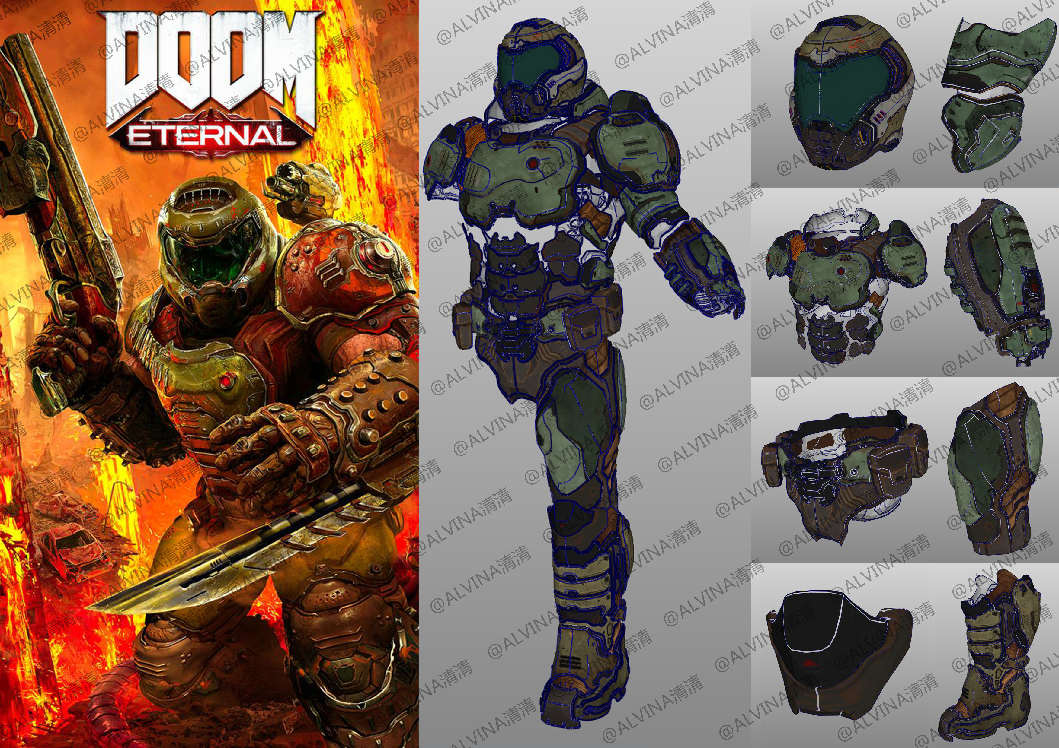 3D model Doom Cosplay Pepakura Foam Template VR / AR / low-poly | CGTrader