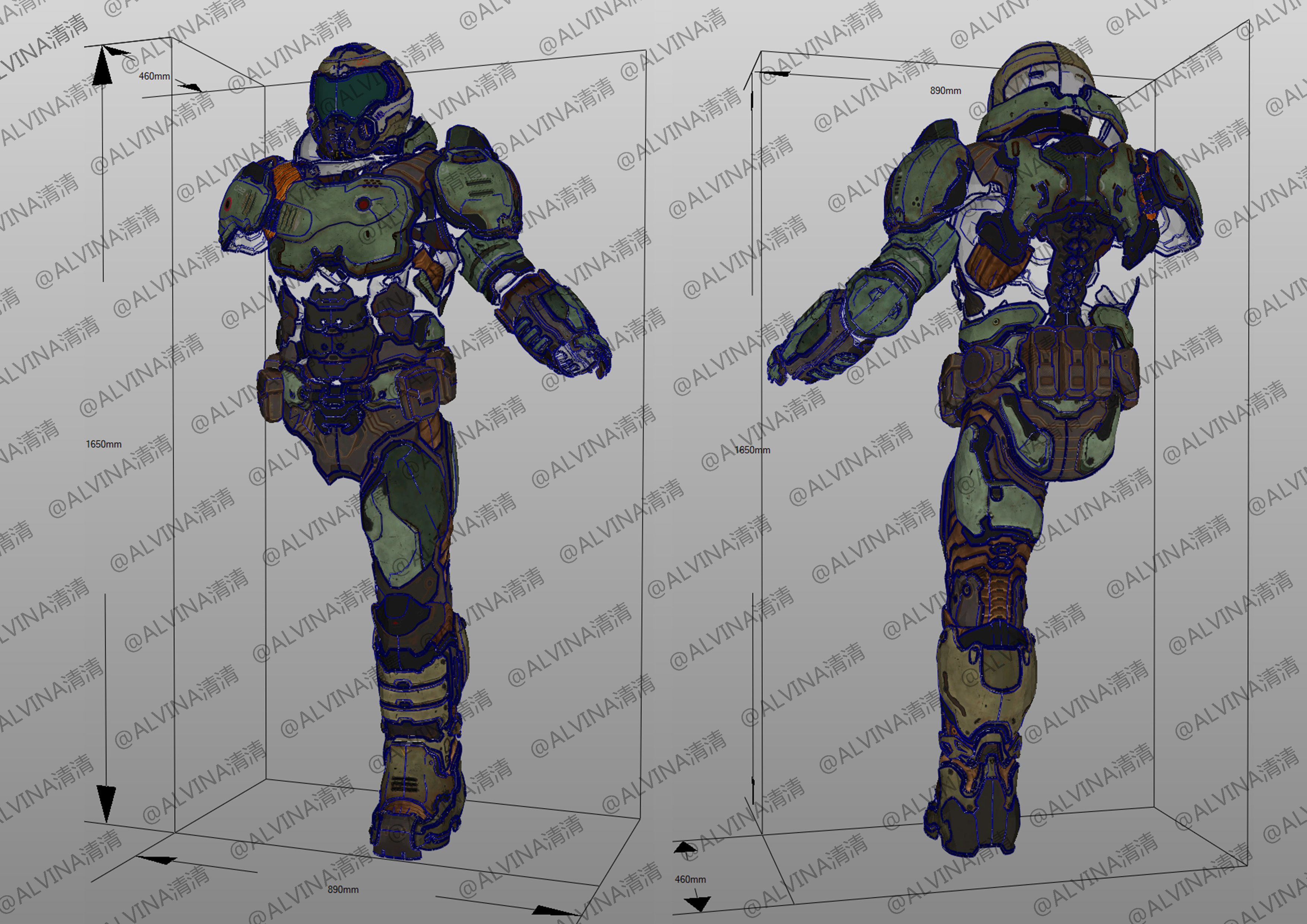 3D model Doom Cosplay Pepakura Foam Template VR / AR / low-poly | CGTrader