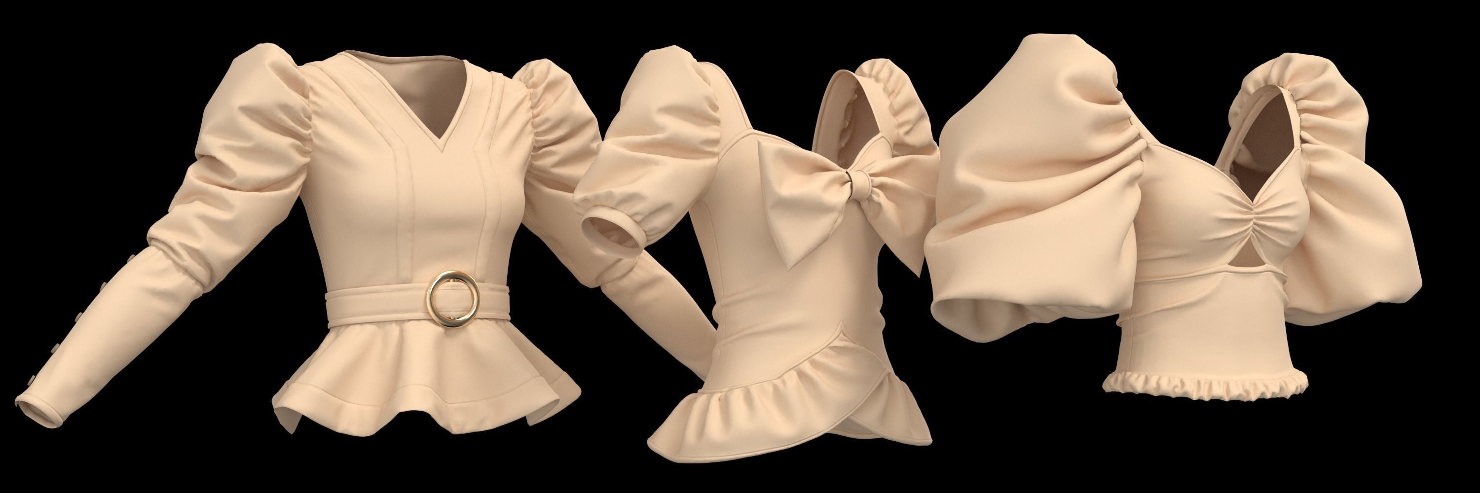 6 Womens Blouses 3D model | CGTrader