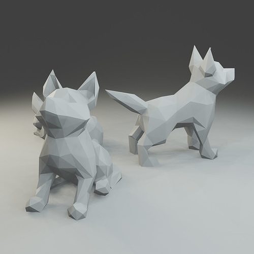 Low polygon husky 3D print model in three poses 3D model 3D printable ...