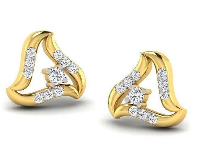Gold Diamond Women Earring 3D print Model 3D model 3D printable | CGTrader