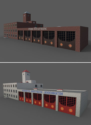 Fire Department with textures in two styles 3D model | CGTrader