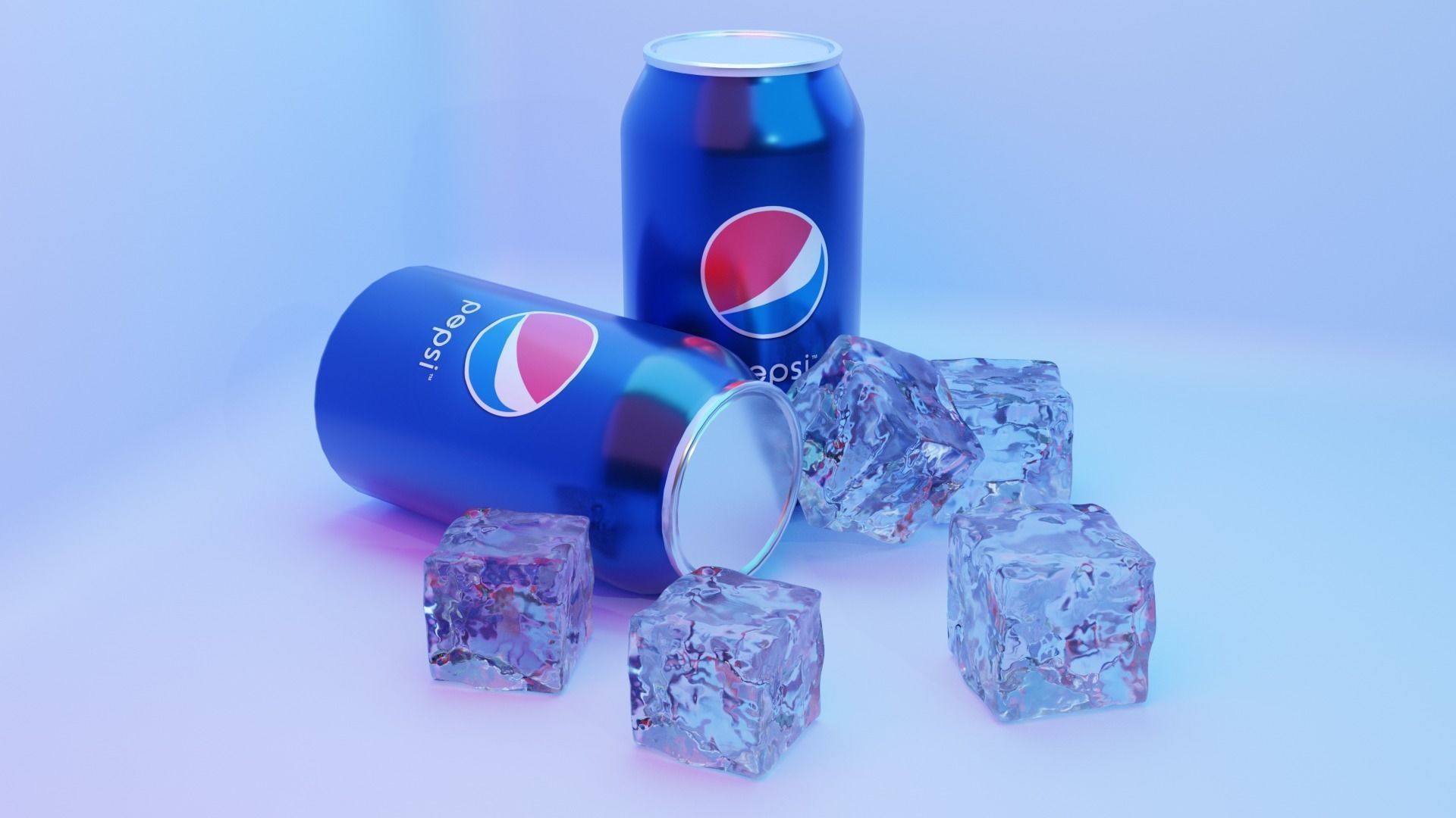 Pepsi can and ice cubes 3D model | CGTrader