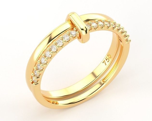Double Rings With Gems 3D model | CGTrader