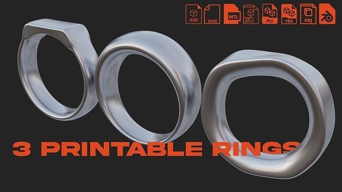 3 printable rings 3D model 3D printable | CGTrader