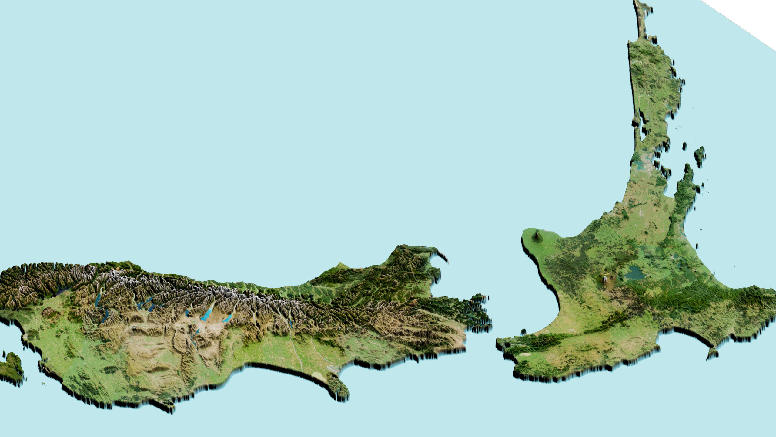 New Zealand Terrain Topography Elevation DEM Geography map 3D model ...