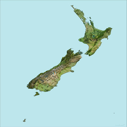 New Zealand Terrain Topography Elevation DEM Geography map 3D model ...