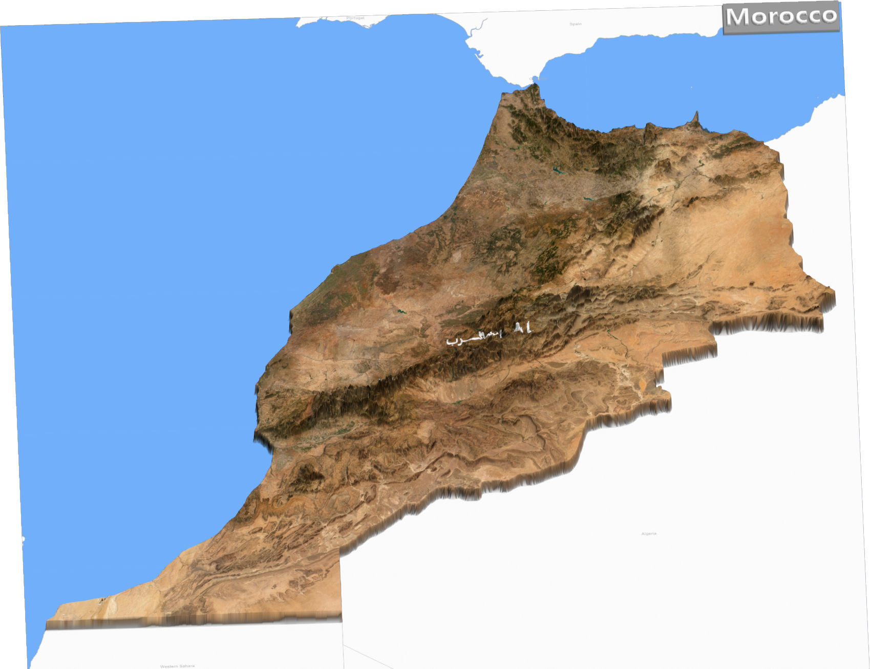 Morocco Terrain Topography Elevation DEM Geography Landscape 3D model ...
