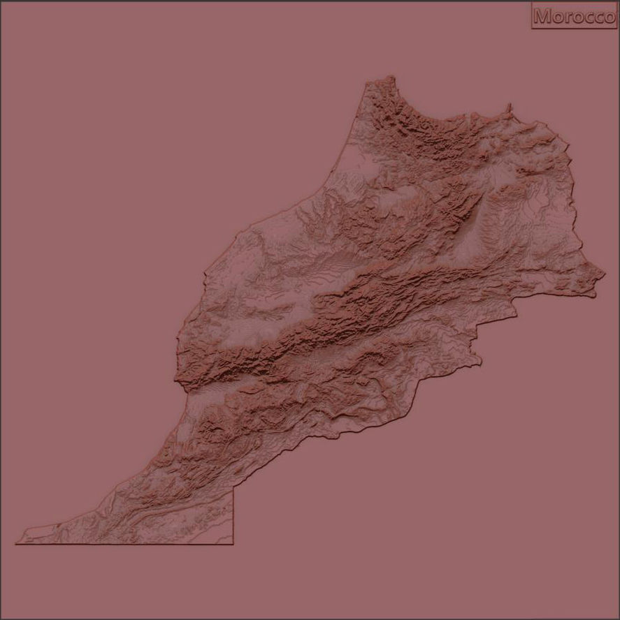 Morocco Terrain Topography Elevation DEM Geography Landscape 3D model ...