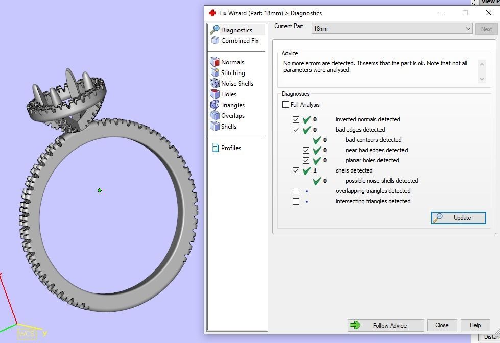 Nice fishtail ring with big diamond - 10 sizes 3D model 3D printable ...