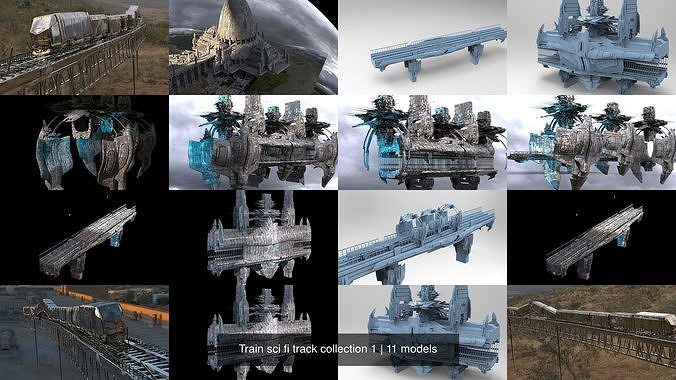 Train sci fi track collection 1 | CGTrader