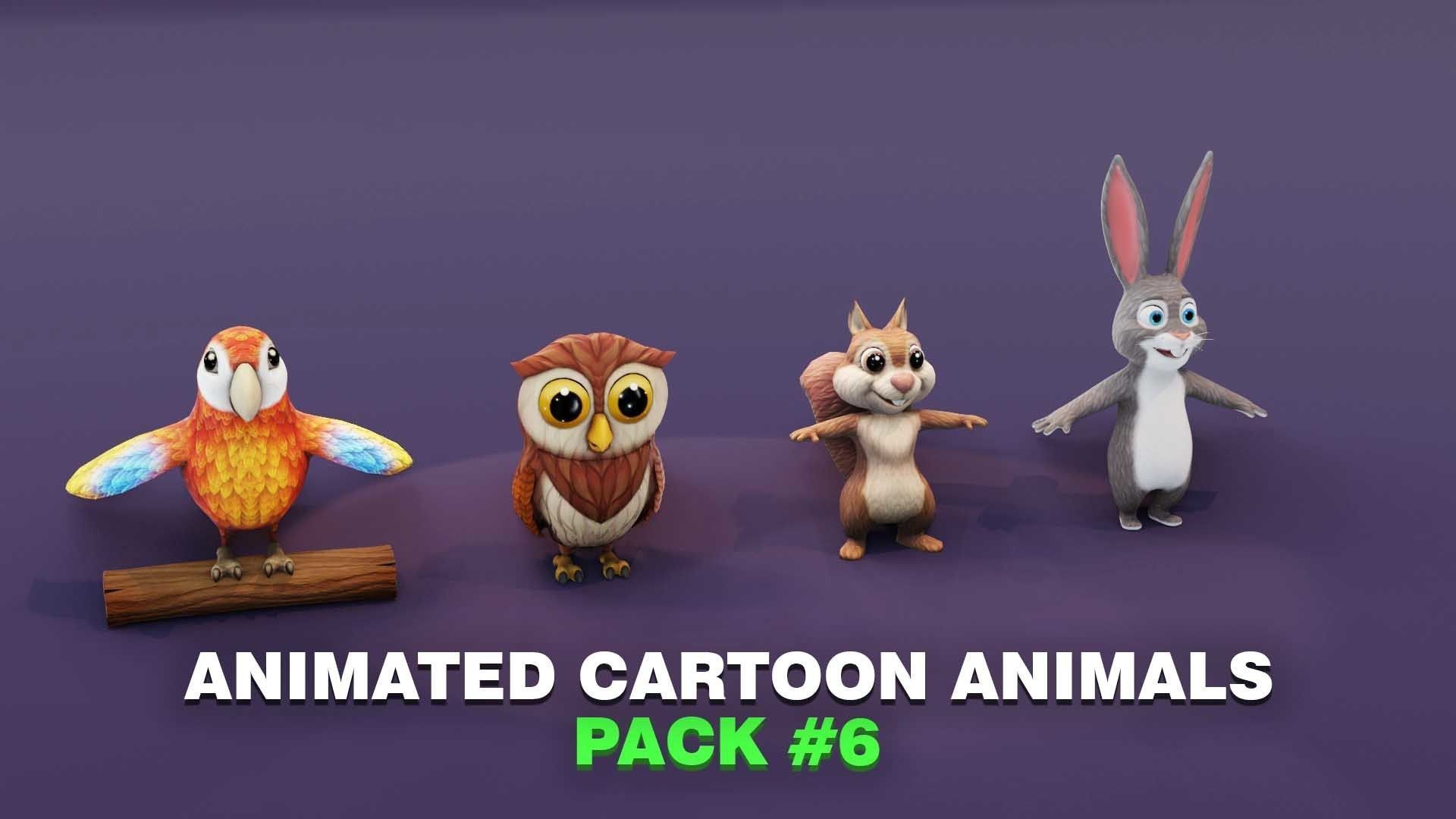 Animated Cartoon Animals 3D Models Collection 06 VR / AR / low-poly ...