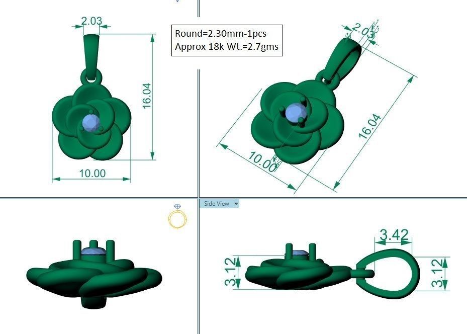 Flower base beautiful pendant 3D model 3D printable | CGTrader