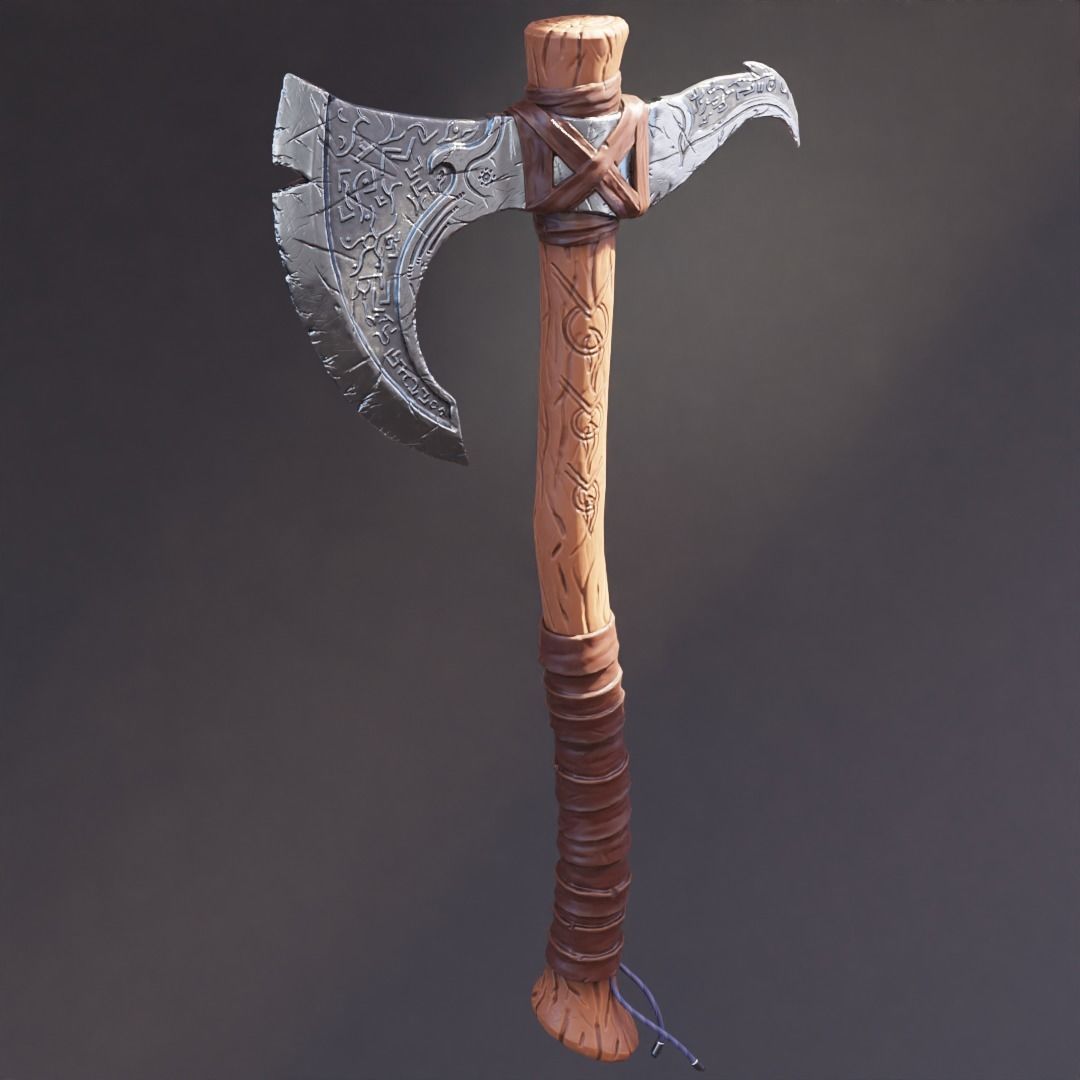 Two handed stylized axe free VR / AR / low-poly 3D model | CGTrader