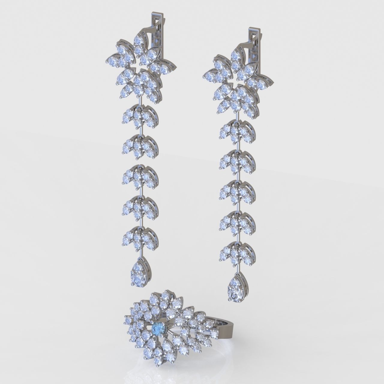 Ring and Earring Set 3D printable model 0087 3D Model Collection | CGTrader