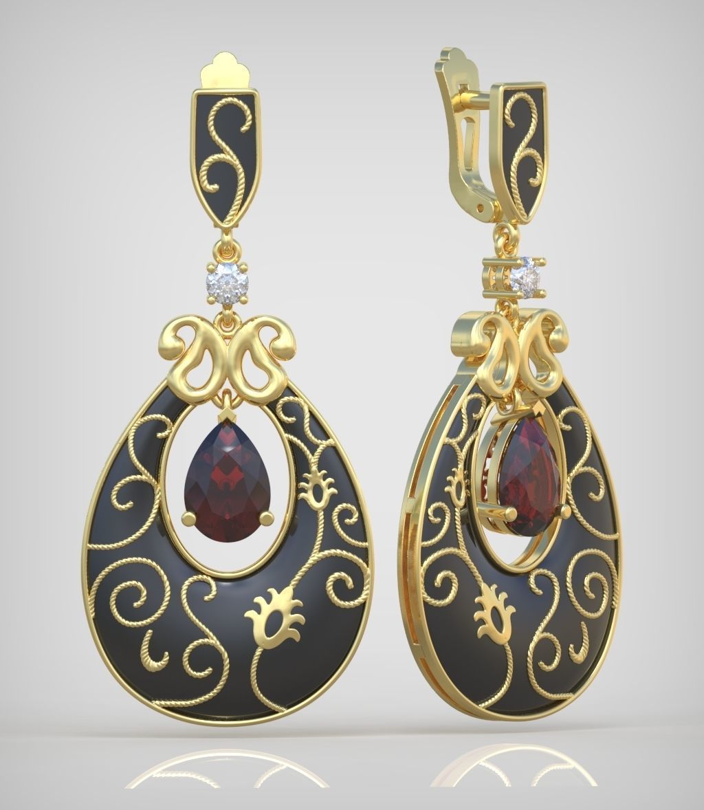 Earring model 0268 3D printable model12 3D model 3D printable | CGTrader