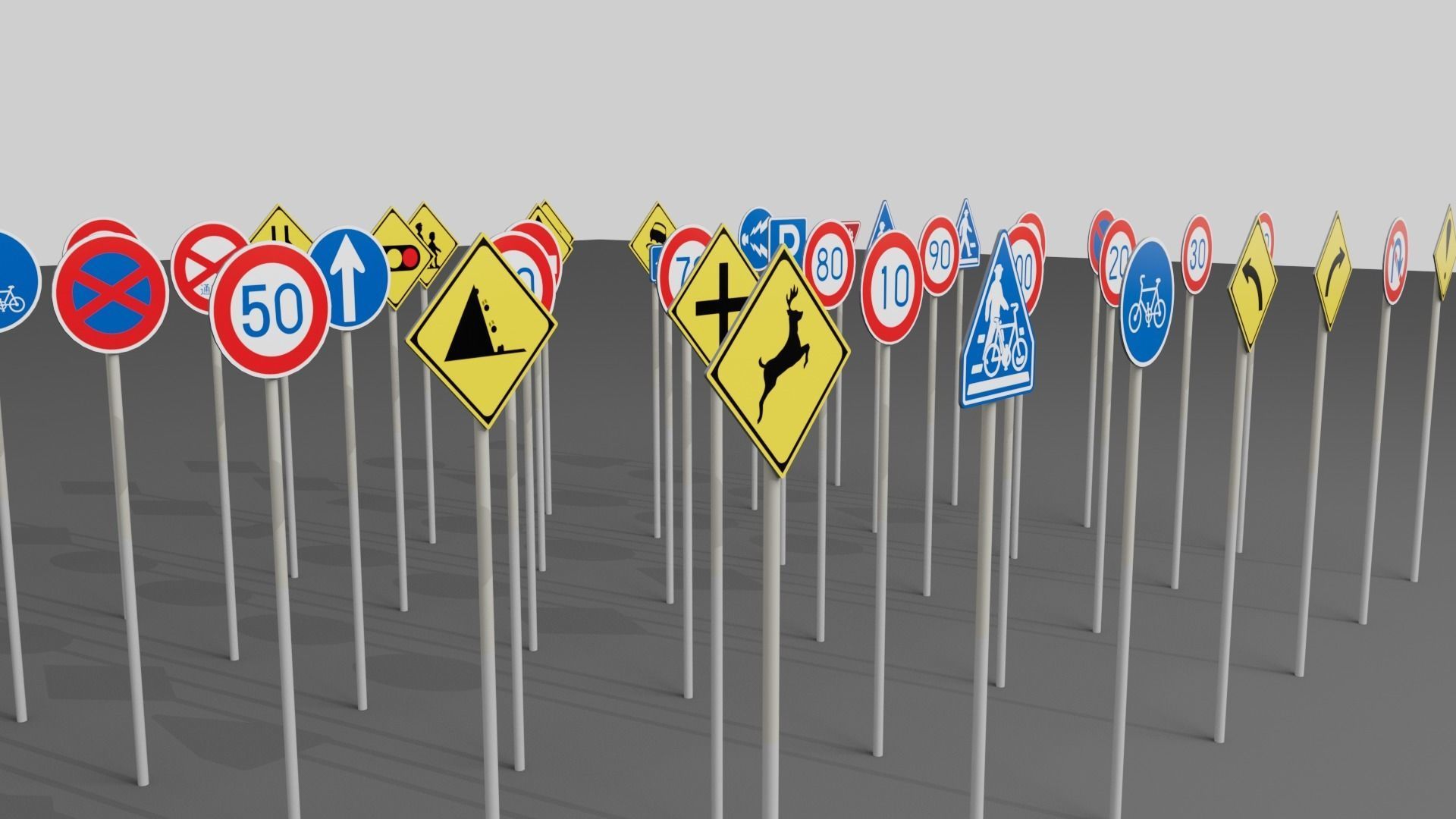 3D model japanese road signs Pack VR / AR / low-poly | CGTrader